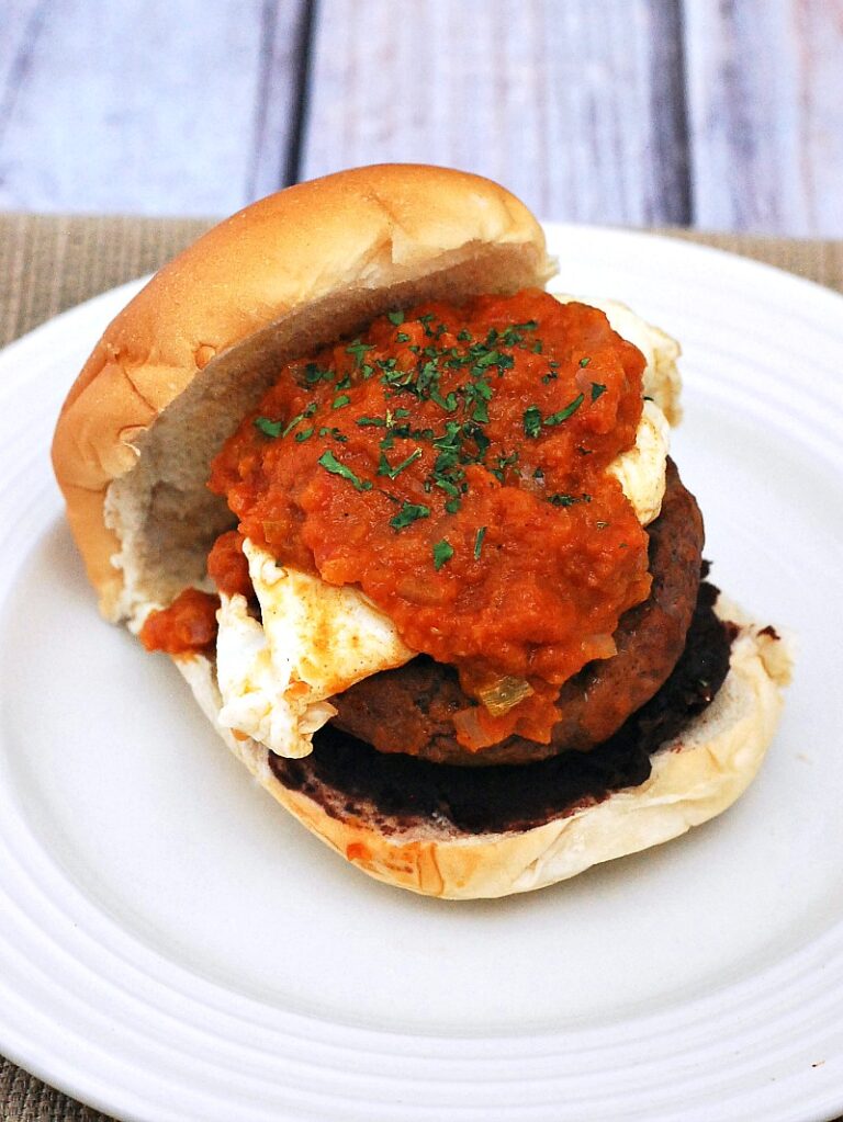 Huevos Rancheros Burgers by The Redhead Baker