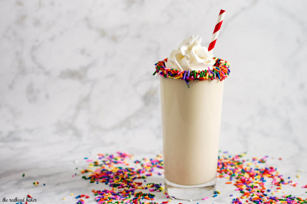 Birthday Cake Milkshake Recipe by The Redhead Baker